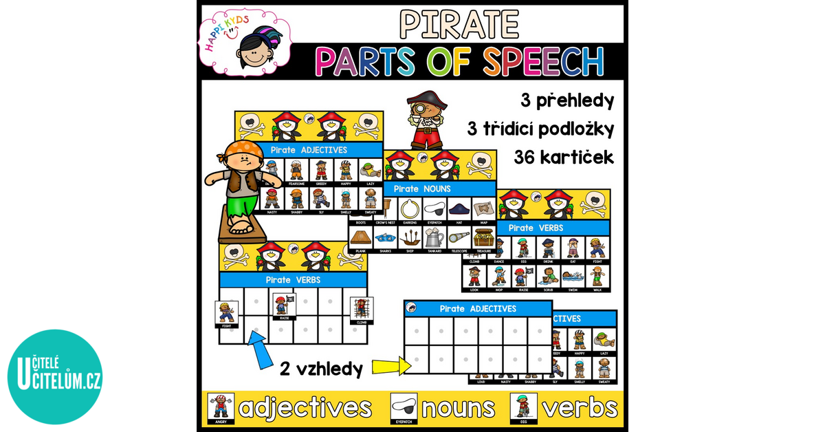 Pirate PARTS OF SPEECH - přehledy a třídící položky - Anglický jazyk ...