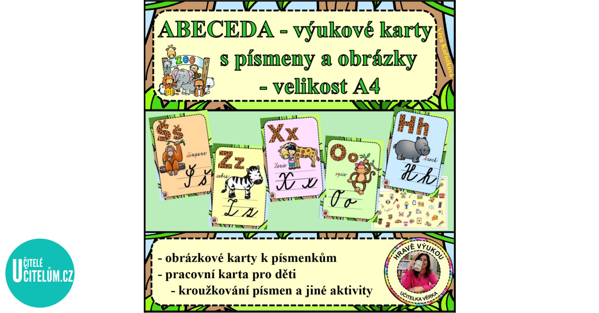 ABECEDA – ZOO – výukové karty s písmeny a obrázky A4 - Český jazyk ...