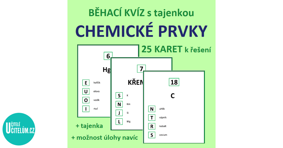 BĚHACÍ KVÍZ s tajenkou – CHEMICKÉ PRVKY - Chemie | UčiteléUčitelům.cz