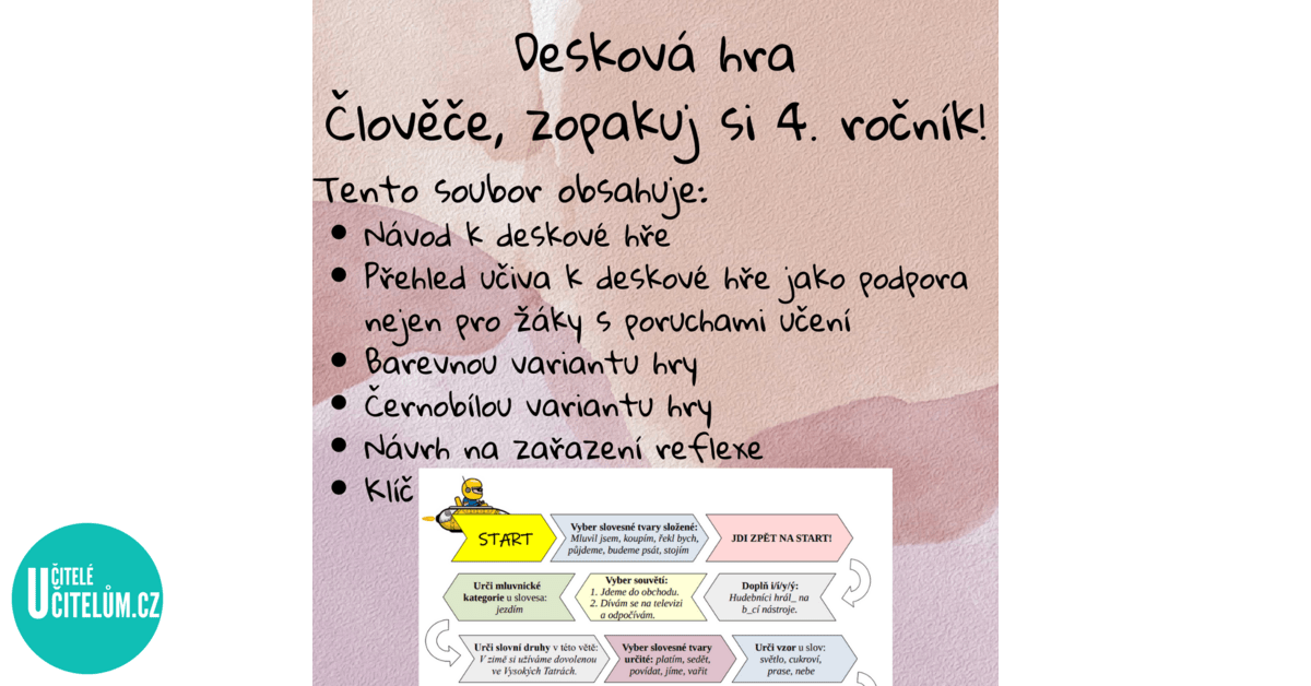 Desková hra Člověče, zopakuj si 4. ročník! + přehled učiva - Český ...