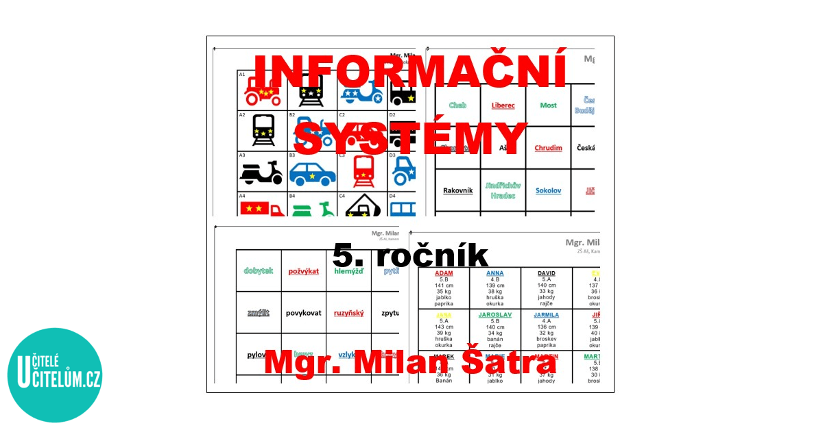 InformaČnÍ SystÉmy 5 RoČnÍk Informatika Učiteléučitelům Cz