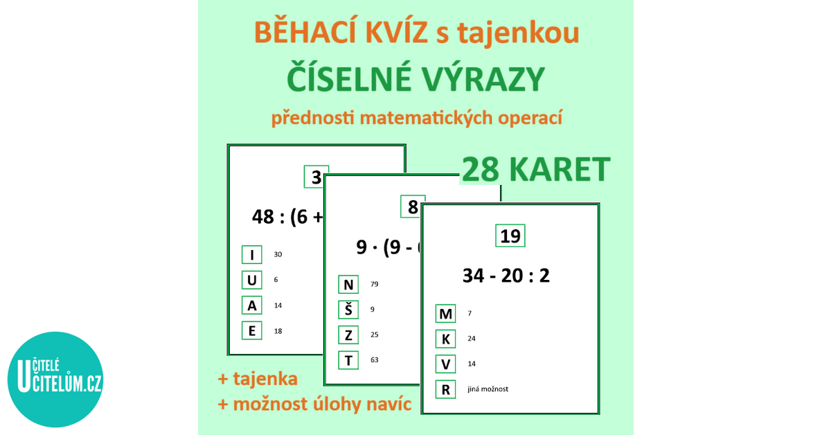 BĚHACÍ KVÍZ s tajenkou – ČÍSELNÉ VÝRAZY – přednosti matematických ...