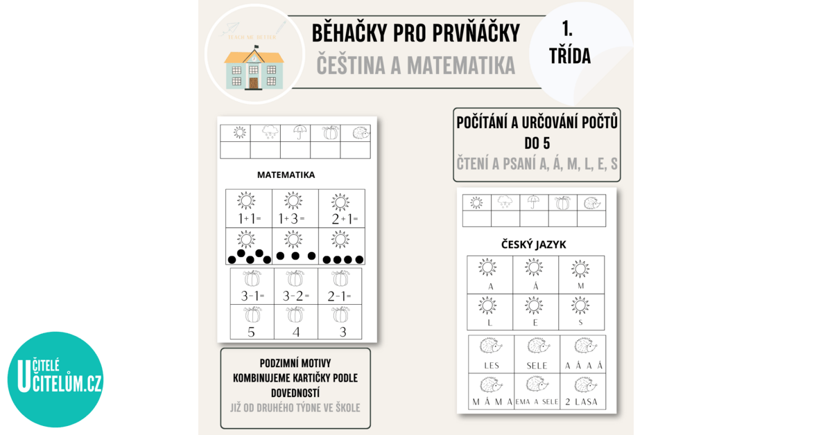 Běhačky pro prvňáčky - podzimní běhačky do češtiny a matematiky - Český ...