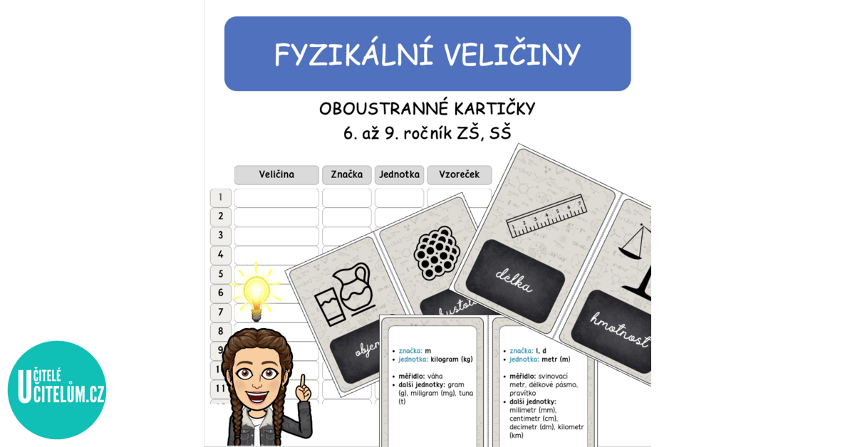 Karty - fyzikální veličiny - Fyzika | UčiteléUčitelům.cz