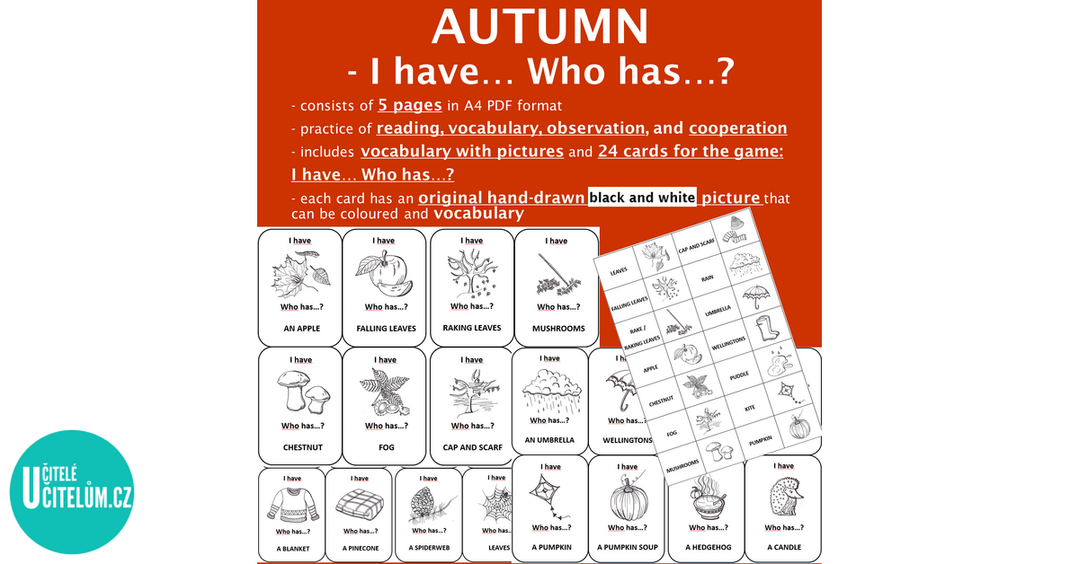 PODZIM / AUTUMN - Vocabulary + Game I HAVE... WHO HAS...? - Anglický ...