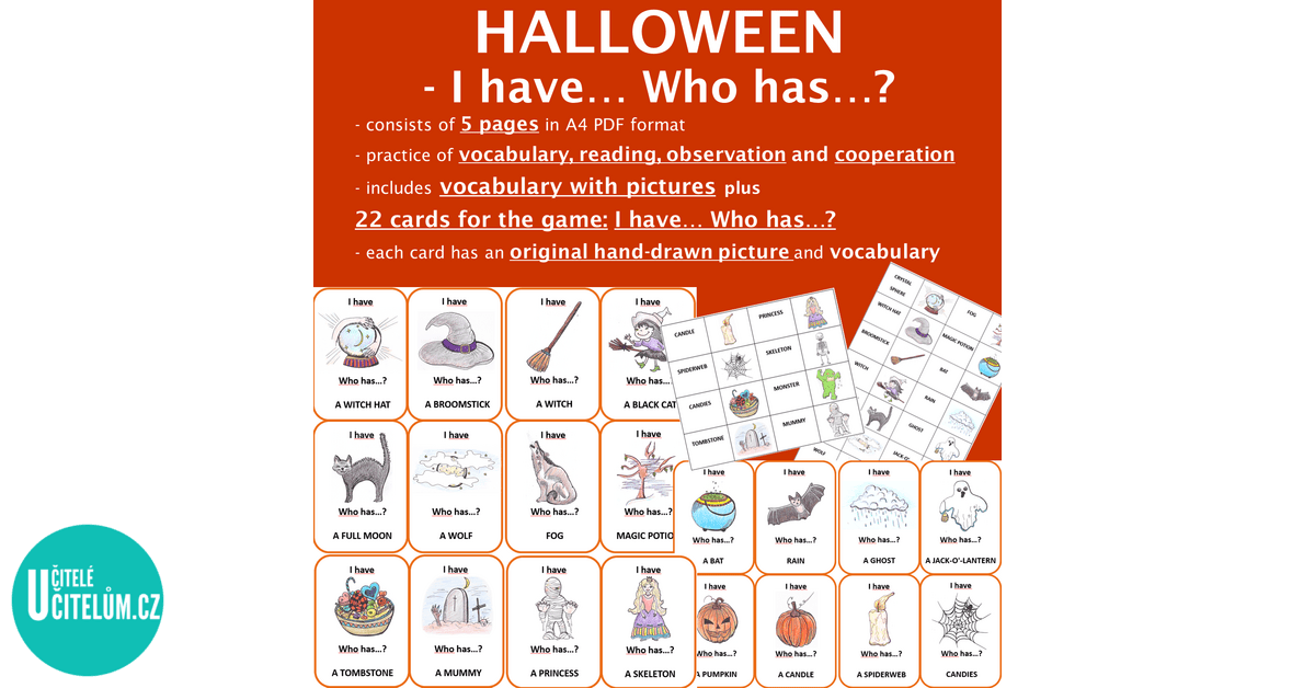 HALLOWEEN - I have... Who has...? in colour - Anglický jazyk ...