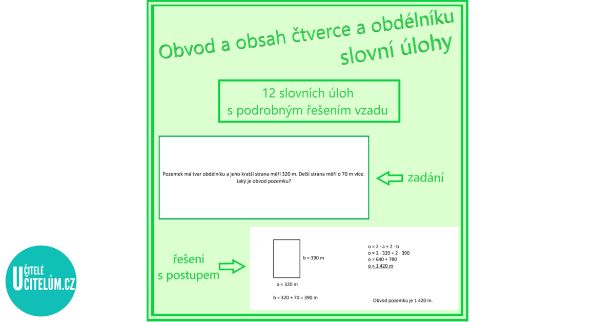 Obvod a obsah čtverce a obdélníku - slovní úlohy - Matematika ...