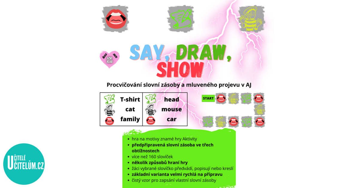 Say, draw, show - Procvičování slovní zásoby a mluvené AJ - Anglický ...