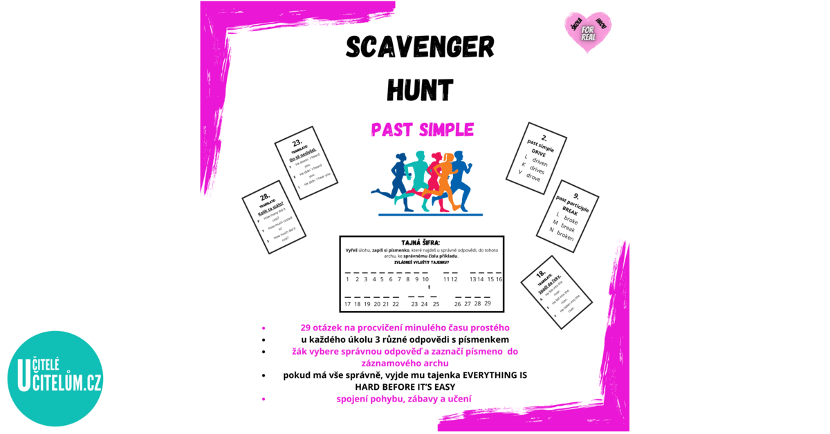 Scavenger hunt - past simple - pohybová hra - Anglický jazyk ...