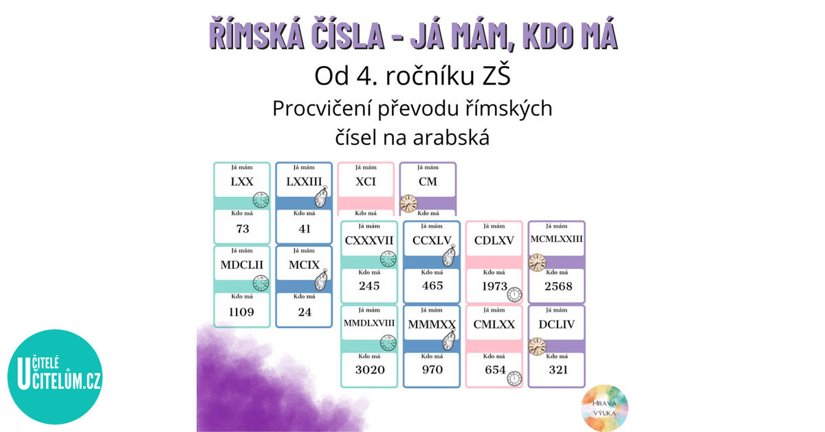 Římská čísla - Já mám, kdo má - Matematika | UčiteléUčitelům.cz