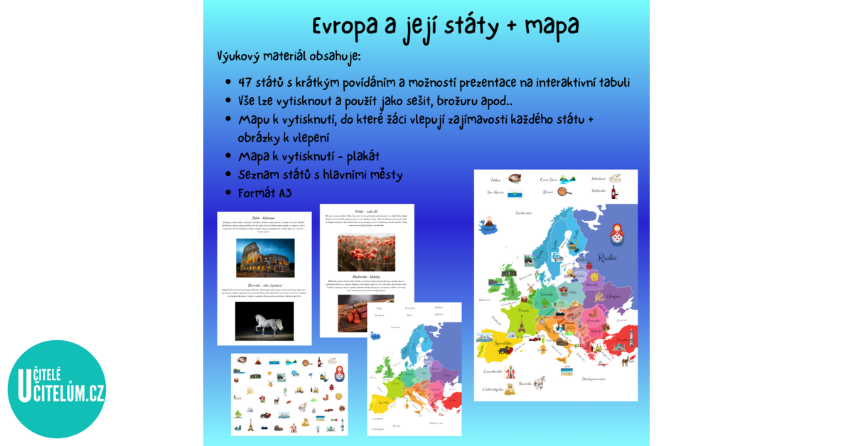 Evropa a její státy + mapa - A3 - Vlastivěda | UčiteléUčitelům.cz