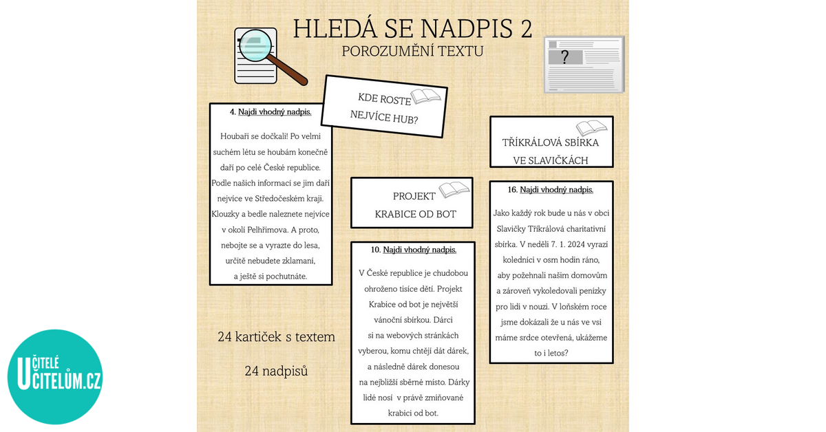 HLEDÁ SE NADPIS 2 - POROZUMĚNÍ TEXTU - Český jazyk - sloh ...