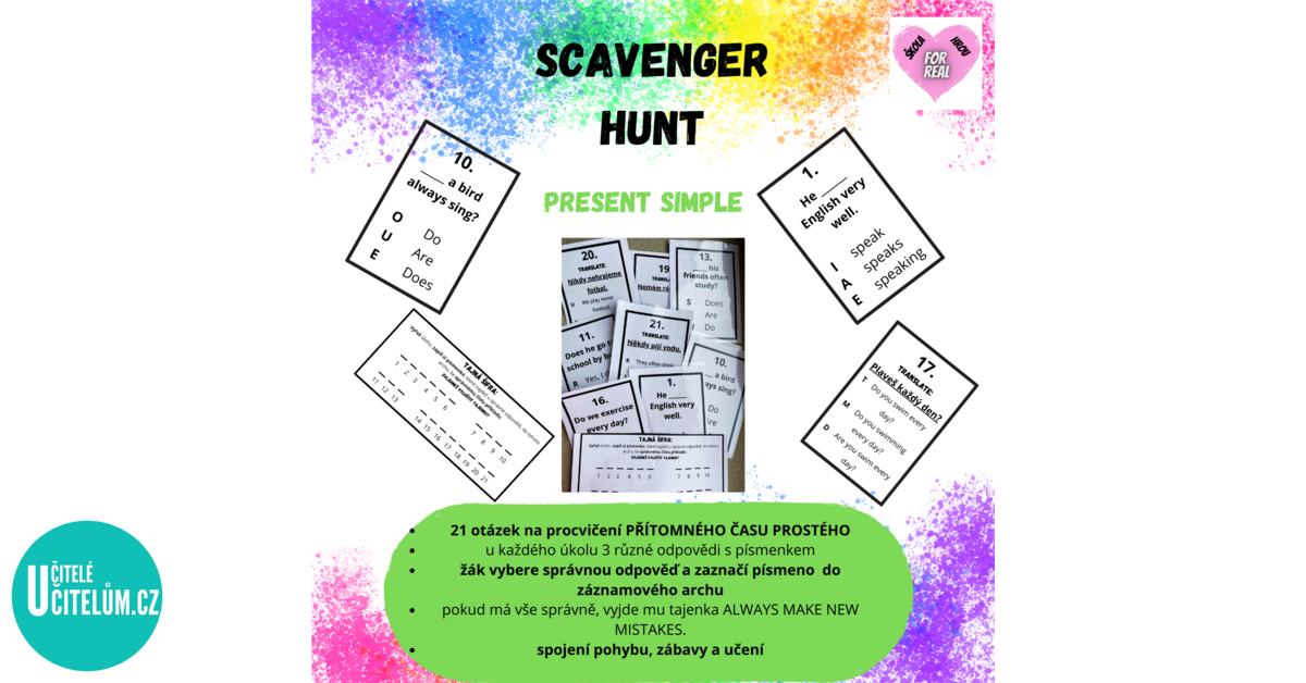 Scavenger hunt - present simple - Anglický jazyk | UčiteléUčitelům.cz