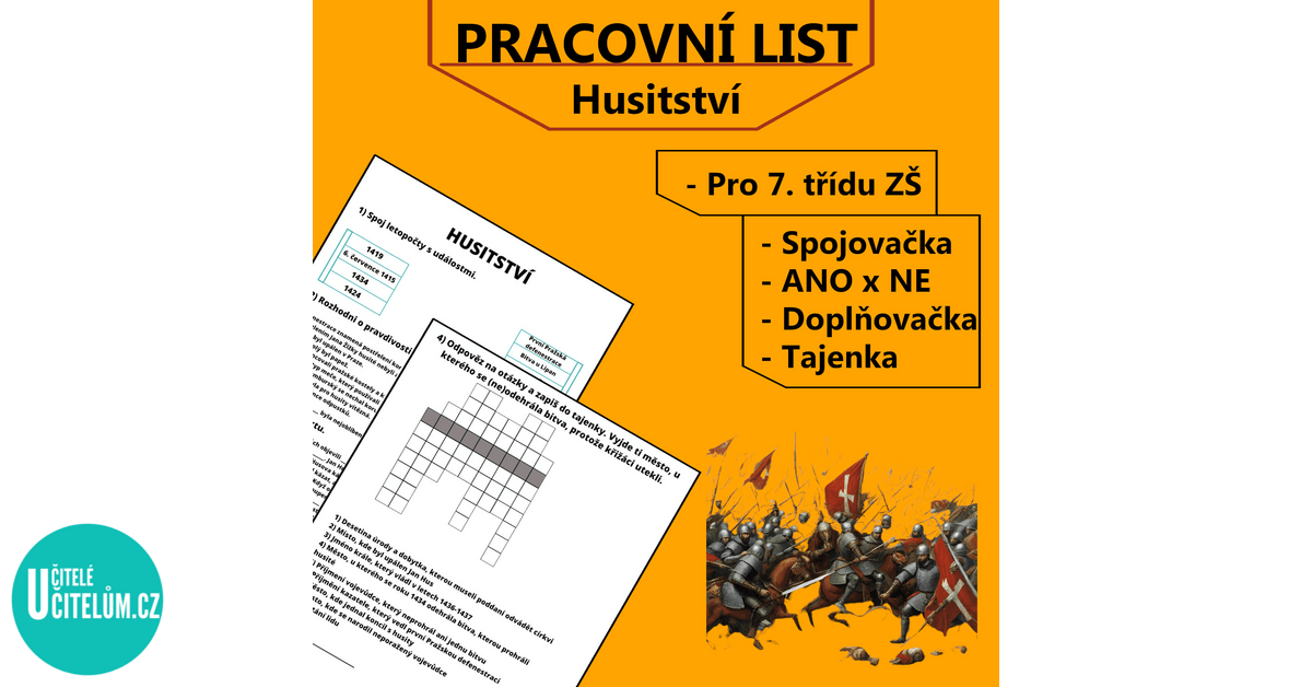 Husitství - Pracovní list - Dějepis | UčiteléUčitelům.cz