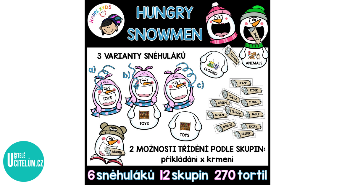 HUNGRY SNOWMEN - třídění do skupin - Anglický jazyk | UčiteléUčitelům.cz