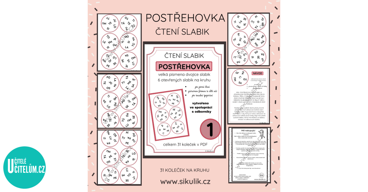ČTENÍ SLABIK 1 postřehovka - slabiky otevřené, velká písmena - Český ...