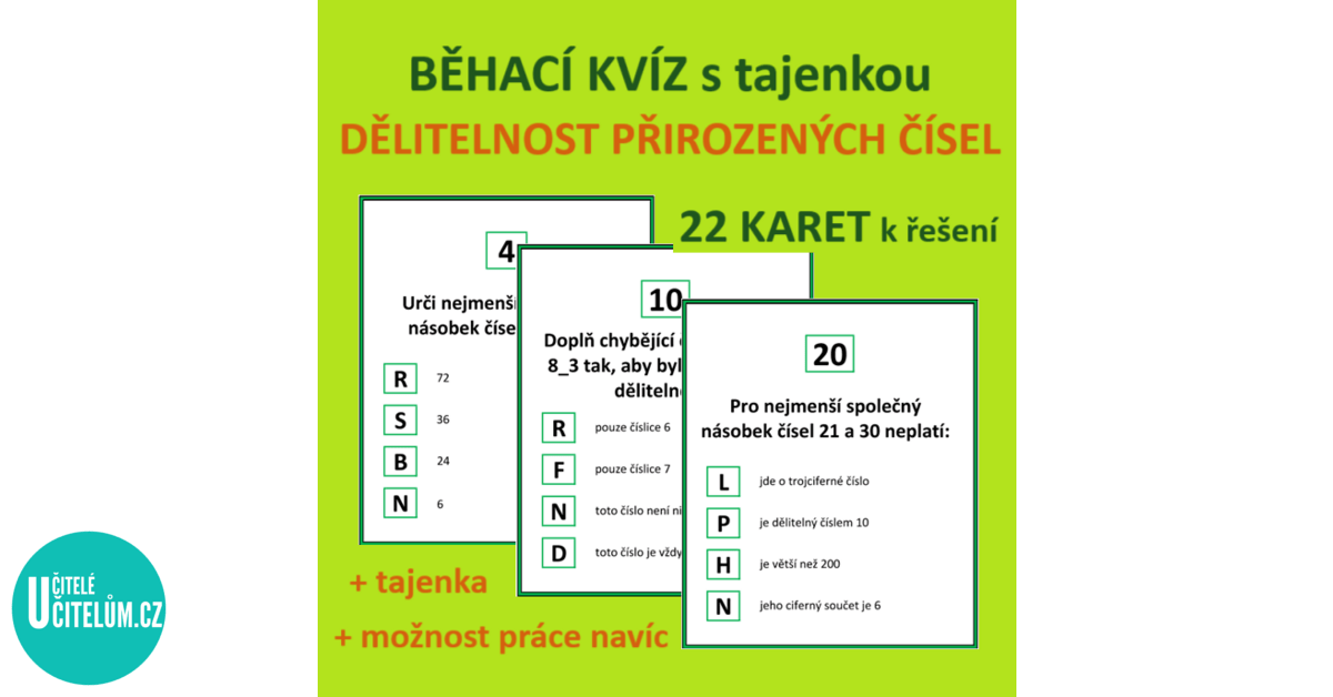 BĚHACÍ KVÍZ s tajenkou – DĚLITELNOST PŘIROZENÝCH ČÍSEL - Matematika ...
