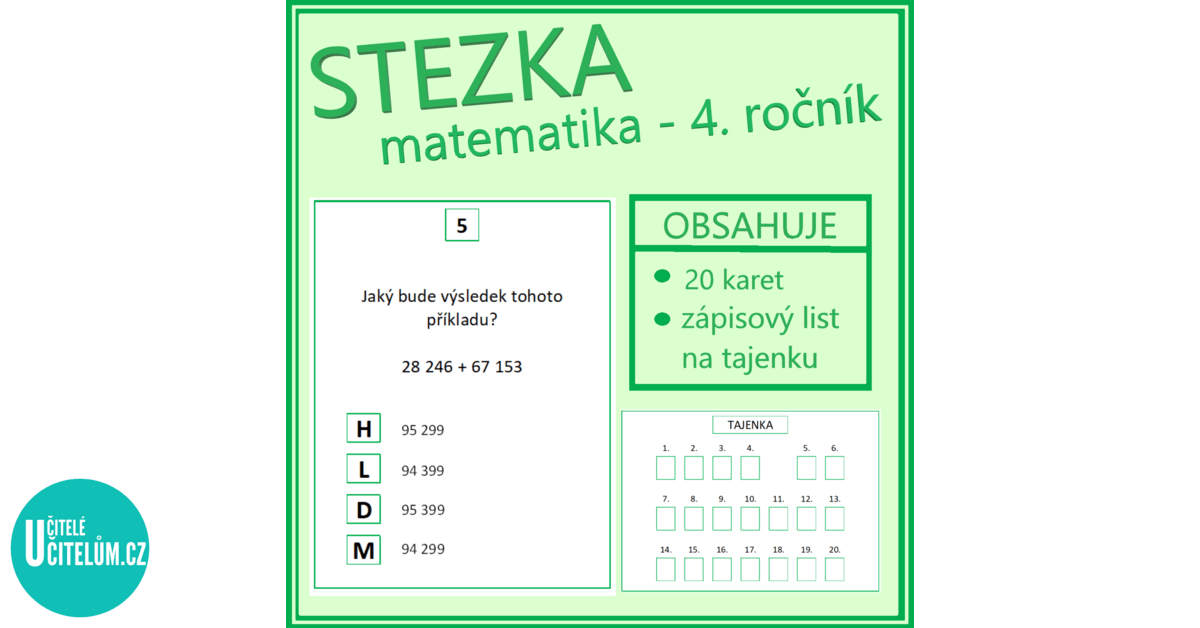 Stezka - opakovaní matematiky - 4. ročník - Matematika | UčiteléUčitelům.cz