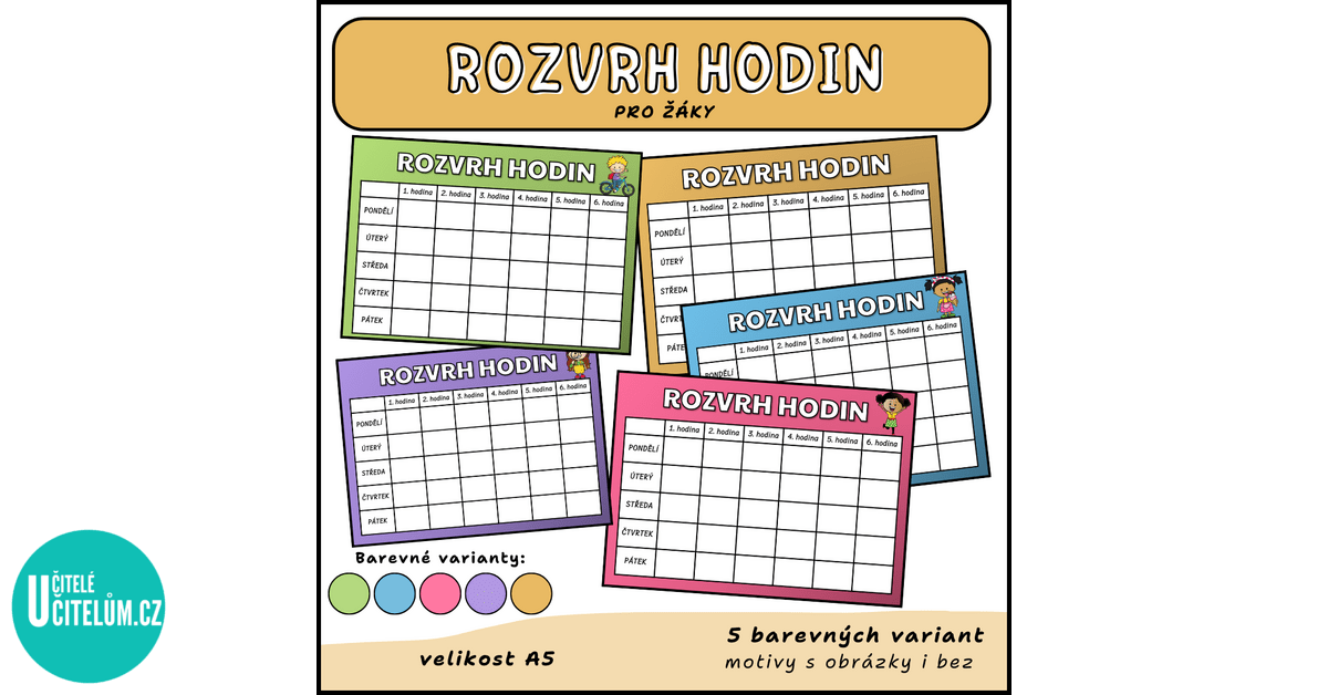 Rozvrh hodin - Barevný s obrázky i bez obrázků - Nezařazené k předmětu ...