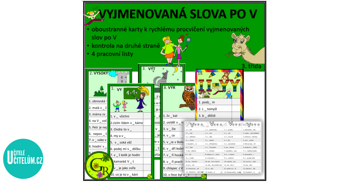 PROCVIČUJEME VYJMENOVANÁ SLOVA PO V - Český jazyk - gramatika ...
