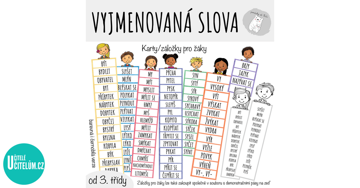 Vyjmenovaná slova - karty/záložky - Český jazyk | UčiteléUčitelům.cz