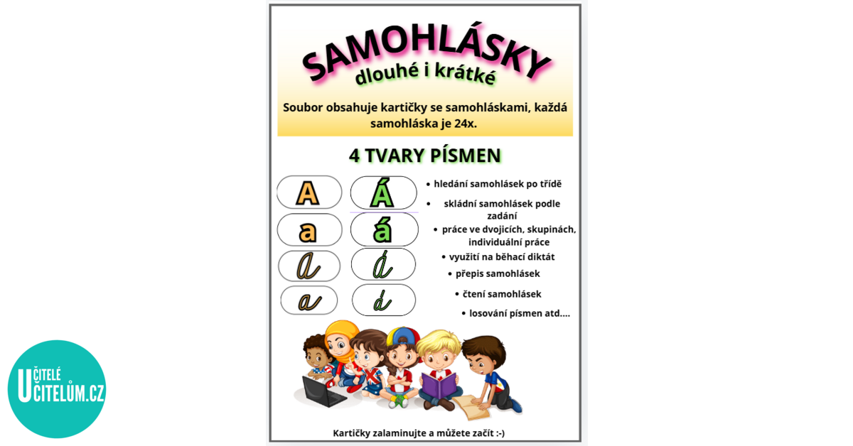 SAMOHLÁSKY - 4 TVARY- KARTIČKY - Český jazyk | UčiteléUčitelům.cz