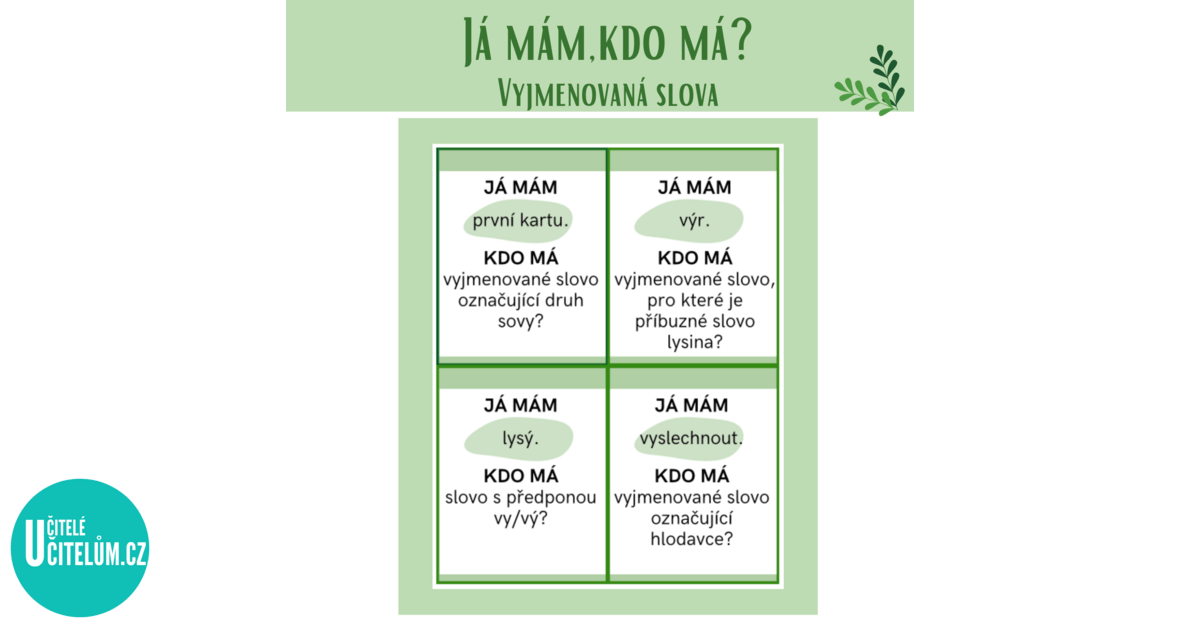 Já mám, kdo má? (vyjmenovaná slova) - Český jazyk - gramatika ...