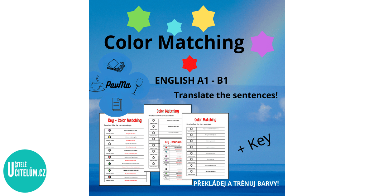 Color Matching ENGLISH Worksheet Překládej a přiřazuj barvy! - Anglický ...