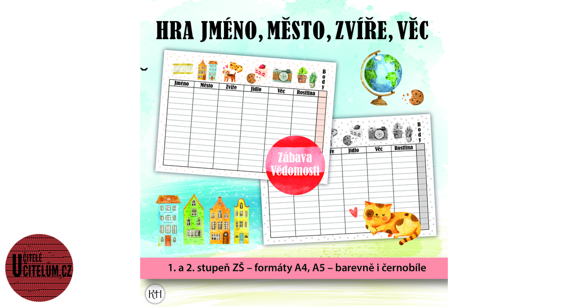 Hra Jméno, město, zvíře, věc (+ jídlo, rostlina, věc) - Český jazyk ...