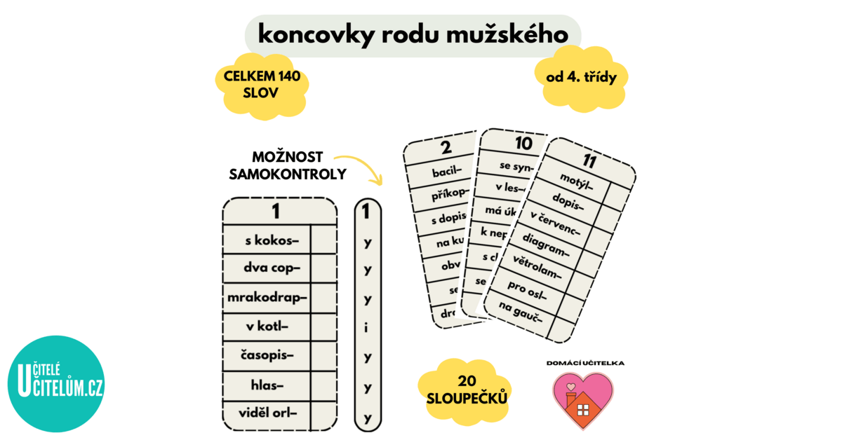 Koncovky podstatných jmen – rod mužský – doplňovačky - Český jazyk ...