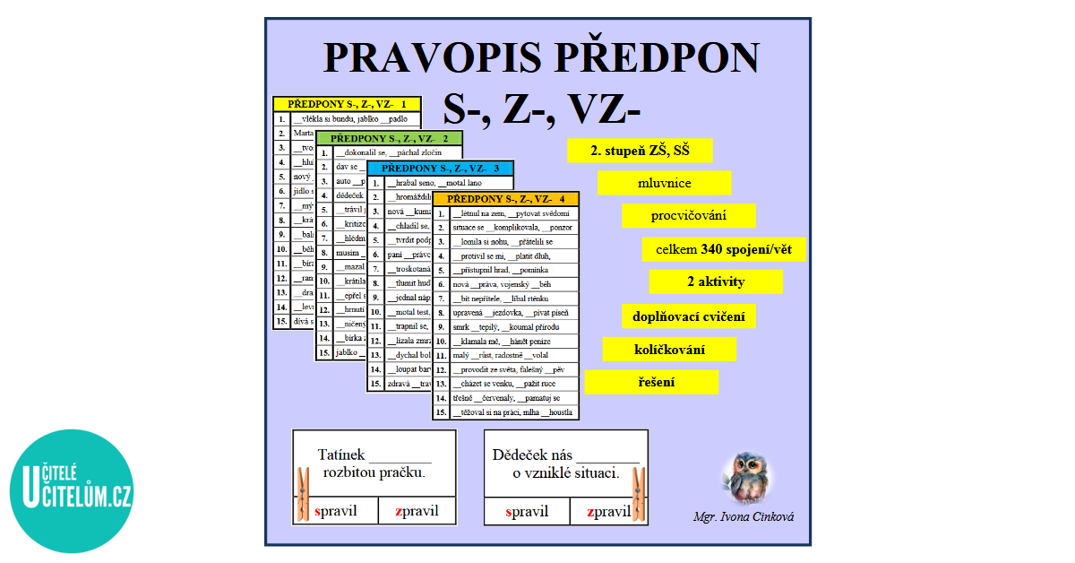 Pravopis předpon s-, z-, vz- - Český jazyk | UčiteléUčitelům.cz