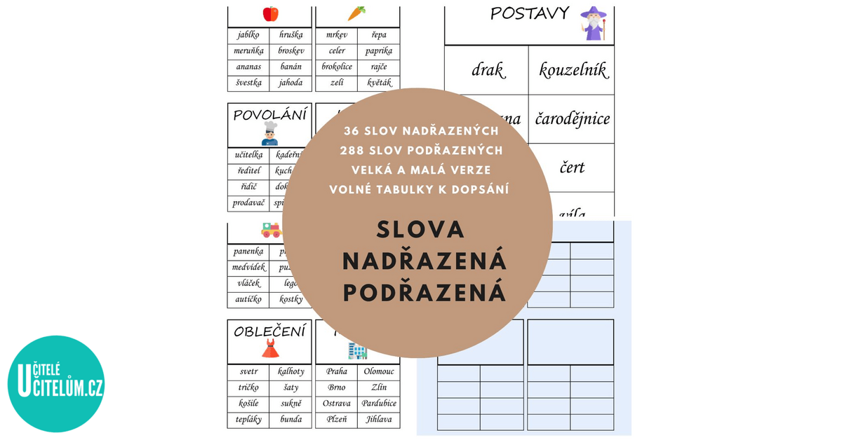 Slova nadřazená a podřazená - Český jazyk | UčiteléUčitelům.cz