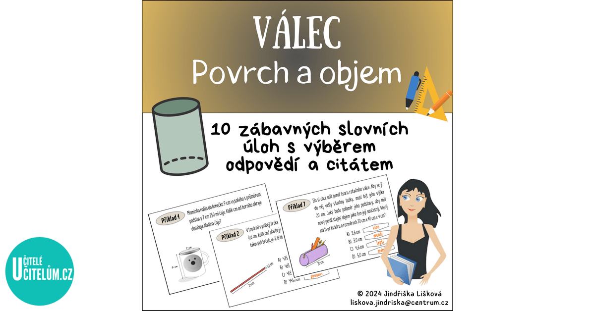 VÁLEC - obrázkové příklady na povrch a objem - Matematika ...