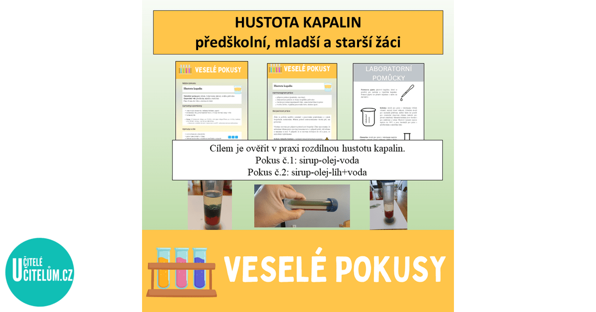 Veselé pokusy - hustota kapalin - Fyzika | UčiteléUčitelům.cz