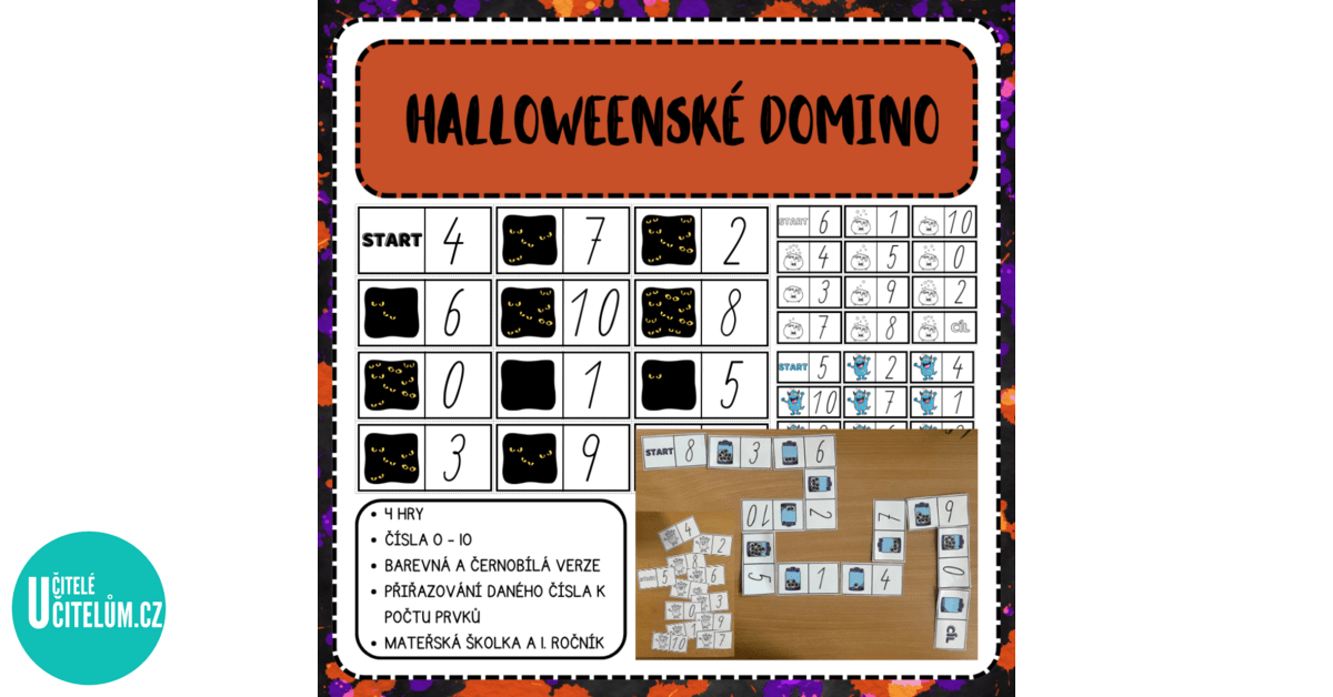 Halloweenské domino - Matematika | UčiteléUčitelům.cz