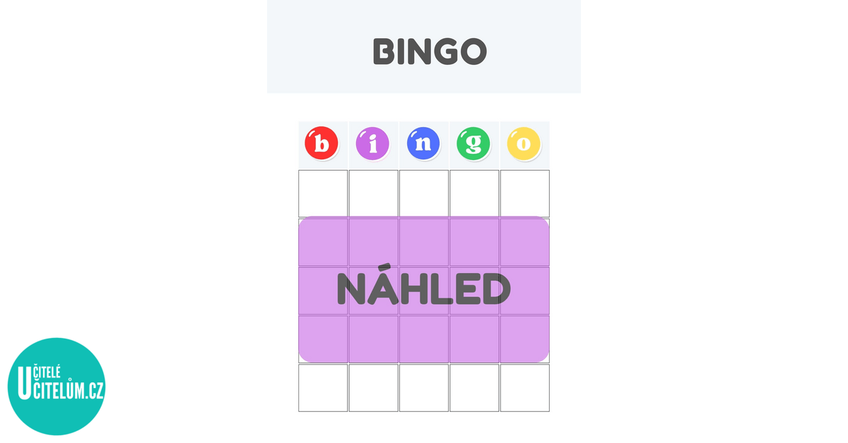 Bingo - prázdná karta - Nezařazené k předmětu | UčiteléUčitelům.cz