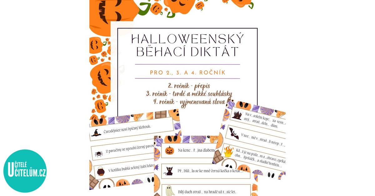Halloweenský běhací diktát - Český jazyk - gramatika | UčiteléUčitelům.cz