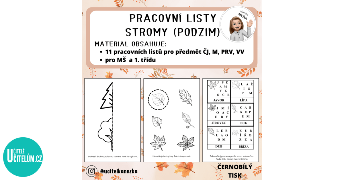 PRACOVNÍ LISTY - STROMY (PODZIM) - Prvouka | UčiteléUčitelům.cz