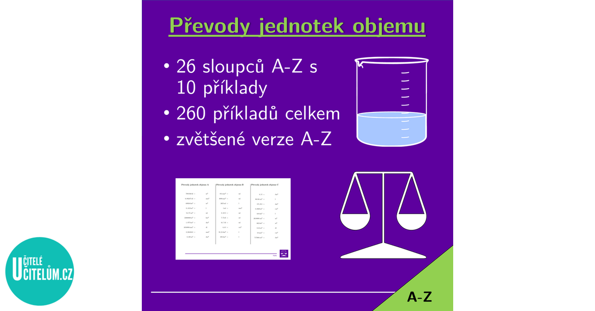 Převody jednotek objemu | matematika | 26 sloupců - Fyzika | UčiteléUčitelům.cz