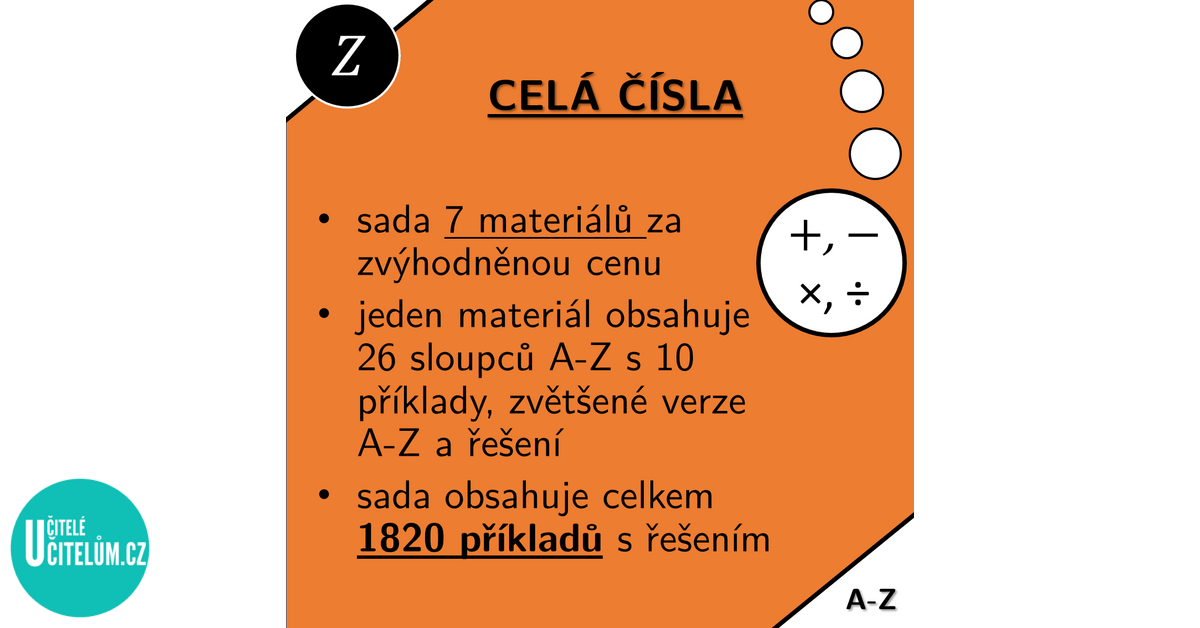 Celá čísla | matematika | zvýhodněná sada - Matematika | UčiteléUčitelům.cz