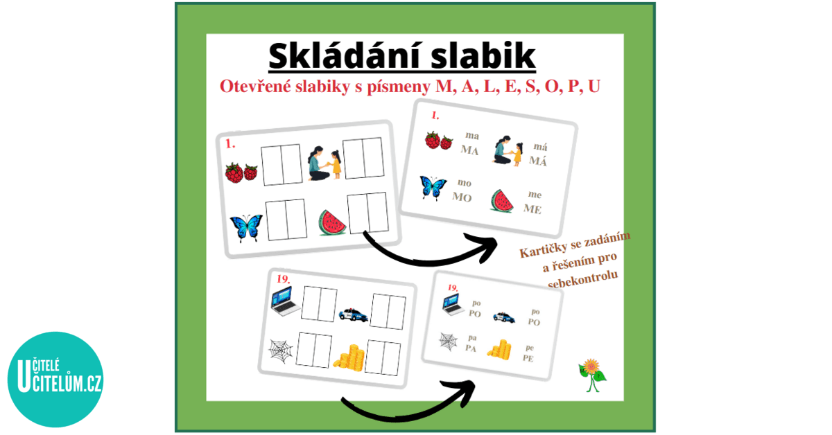 Skládání slabik s písmeny m, a, l, e, s, o, p, u - Český jazyk ...