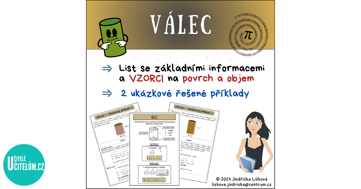 VÁLEC - vzorce a řešené příklady - Matematika | UčiteléUčitelům.cz
