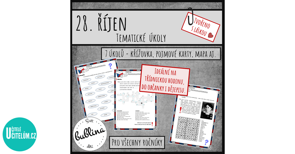 28. říjen - den vzniku ČSR - úkoly - Dějepis | UčiteléUčitelům.cz