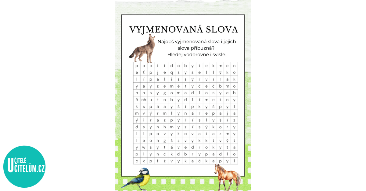 Osmisměrka - vyjmenovaná slova B-Z - Český jazyk - gramatika ...