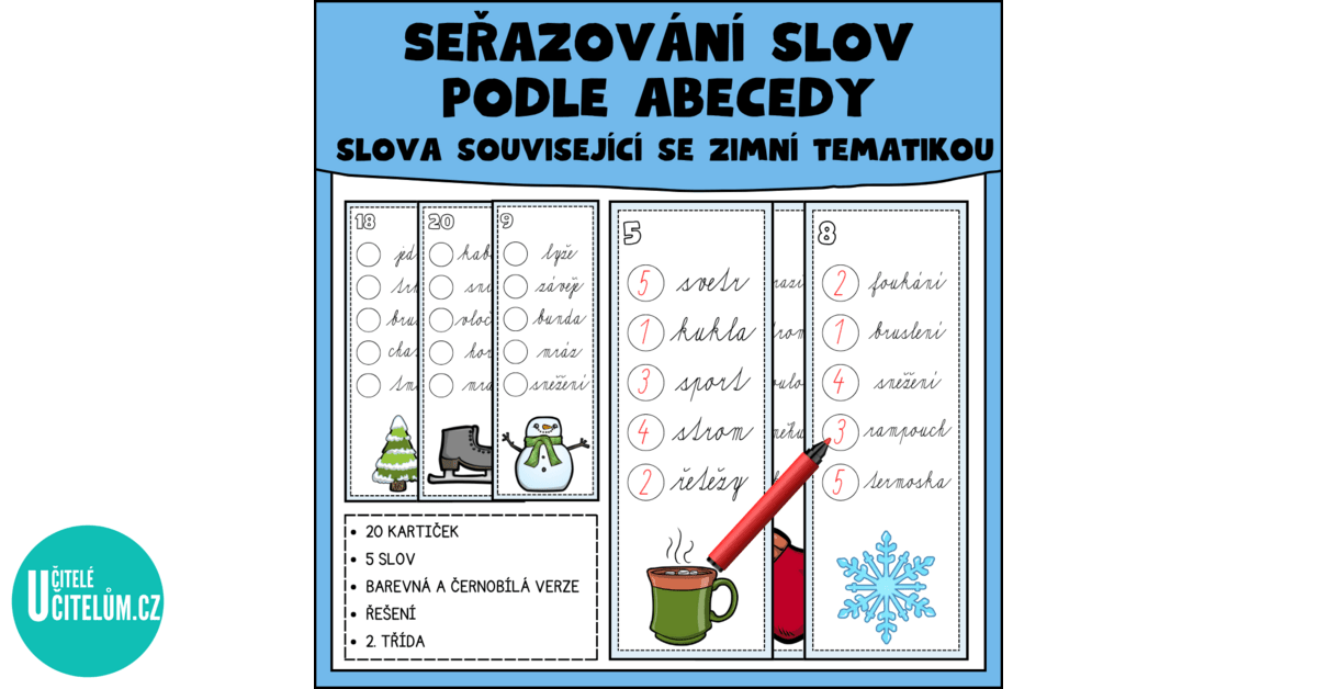 Seřazování slov podle abecedy - slova související se zimní tematikou ...