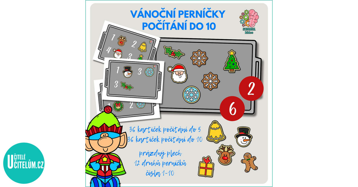 Počítání do 5 a 10 - vánoční perníčky - Logopedie | UčiteléUčitelům.cz