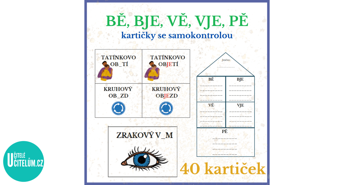 kartičky se samokontrolou bě,bje,vě,vje,pě - Český jazyk ...