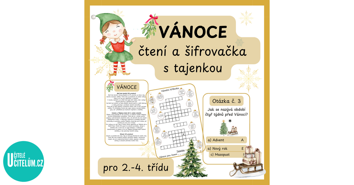 Vánoce - čtení a šifrovačka s tajenkou - Český jazyk | UčiteléUčitelům.cz