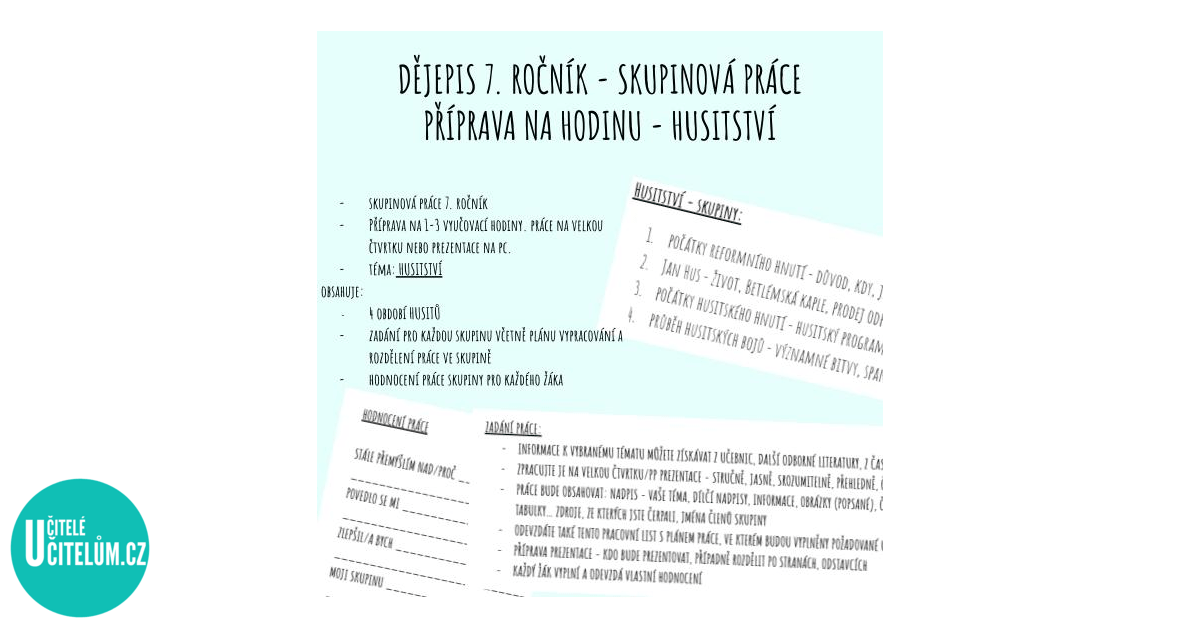 Husitství - skupinová práce - Dějepis | UčiteléUčitelům.cz