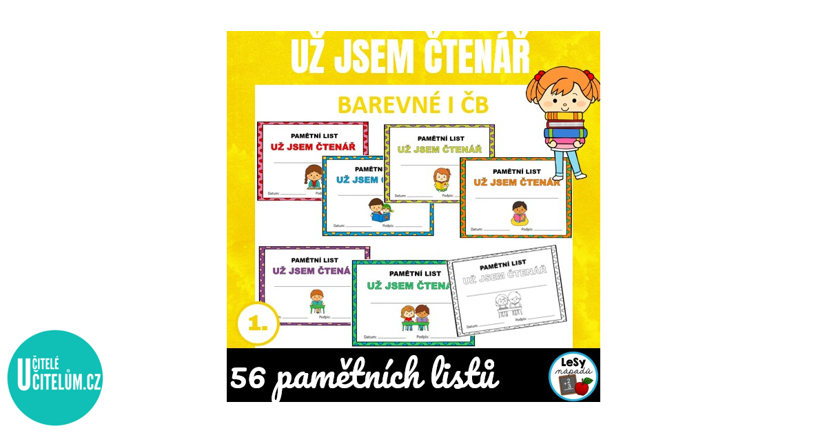 Už jsem čtenář - pamětní list - Český jazyk | UčiteléUčitelům.cz